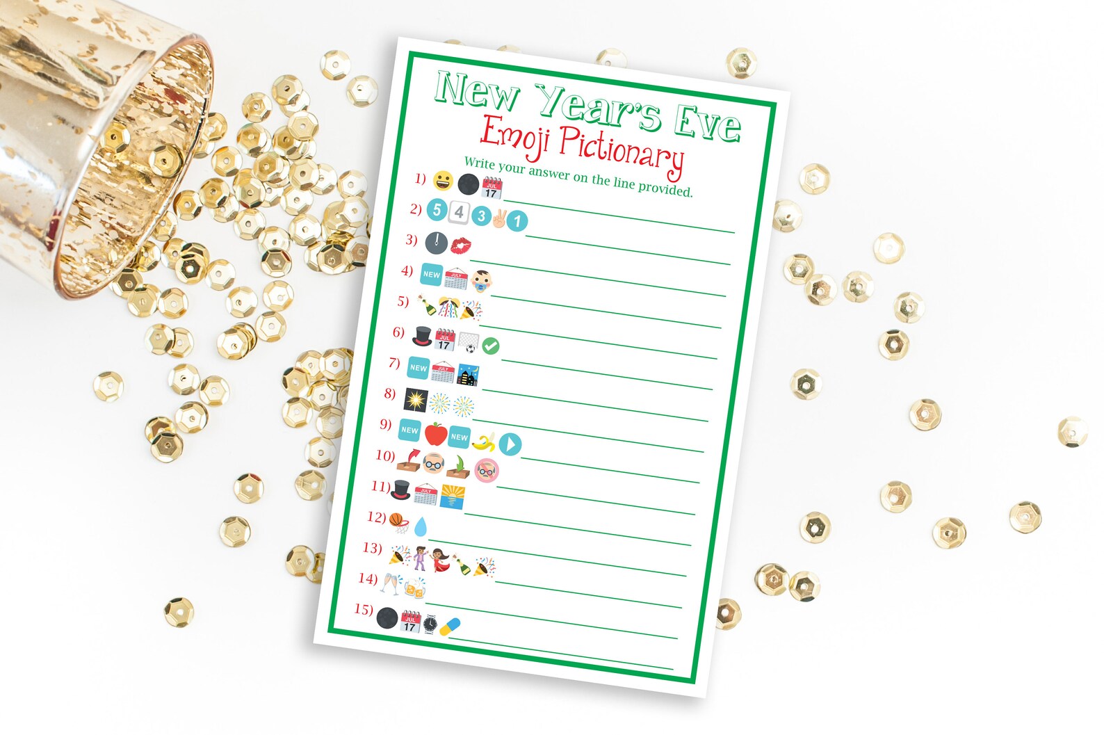 New Year's Eve Emoji Pictionary New Year Party Game | Etsy