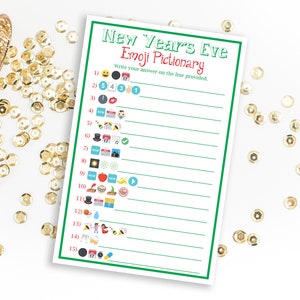 New Year's Eve Emoji Pictionary Game: Printable Party Fun (digital ...