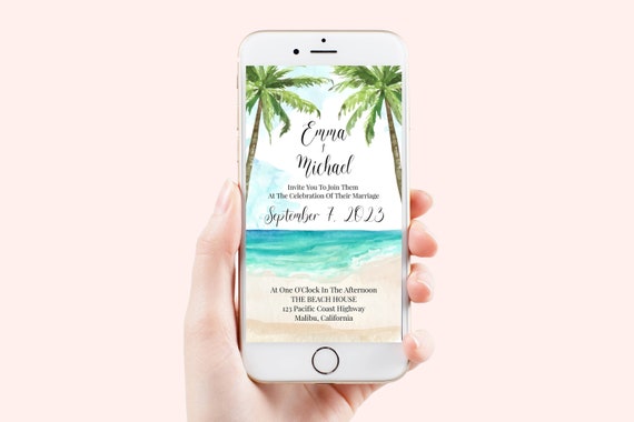 Beach Wedding Electronic Invitation Email Text Message - Etsy