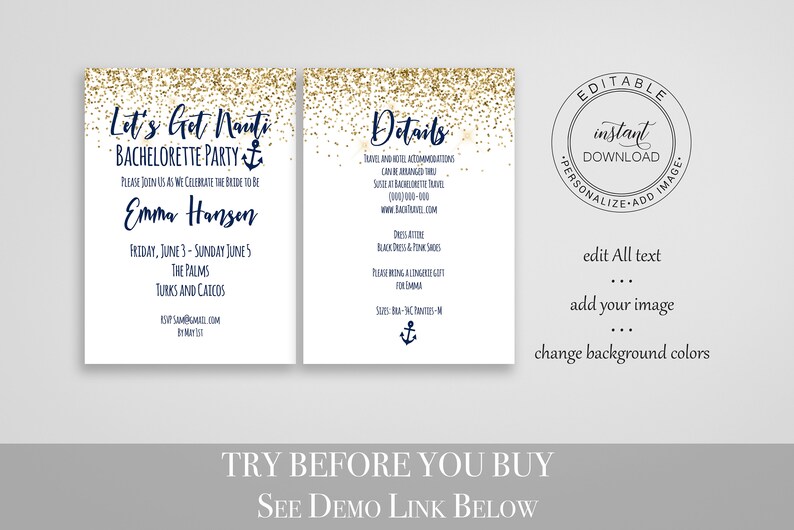 Bachelorette Party Weekend Invitation Template Details and | Etsy