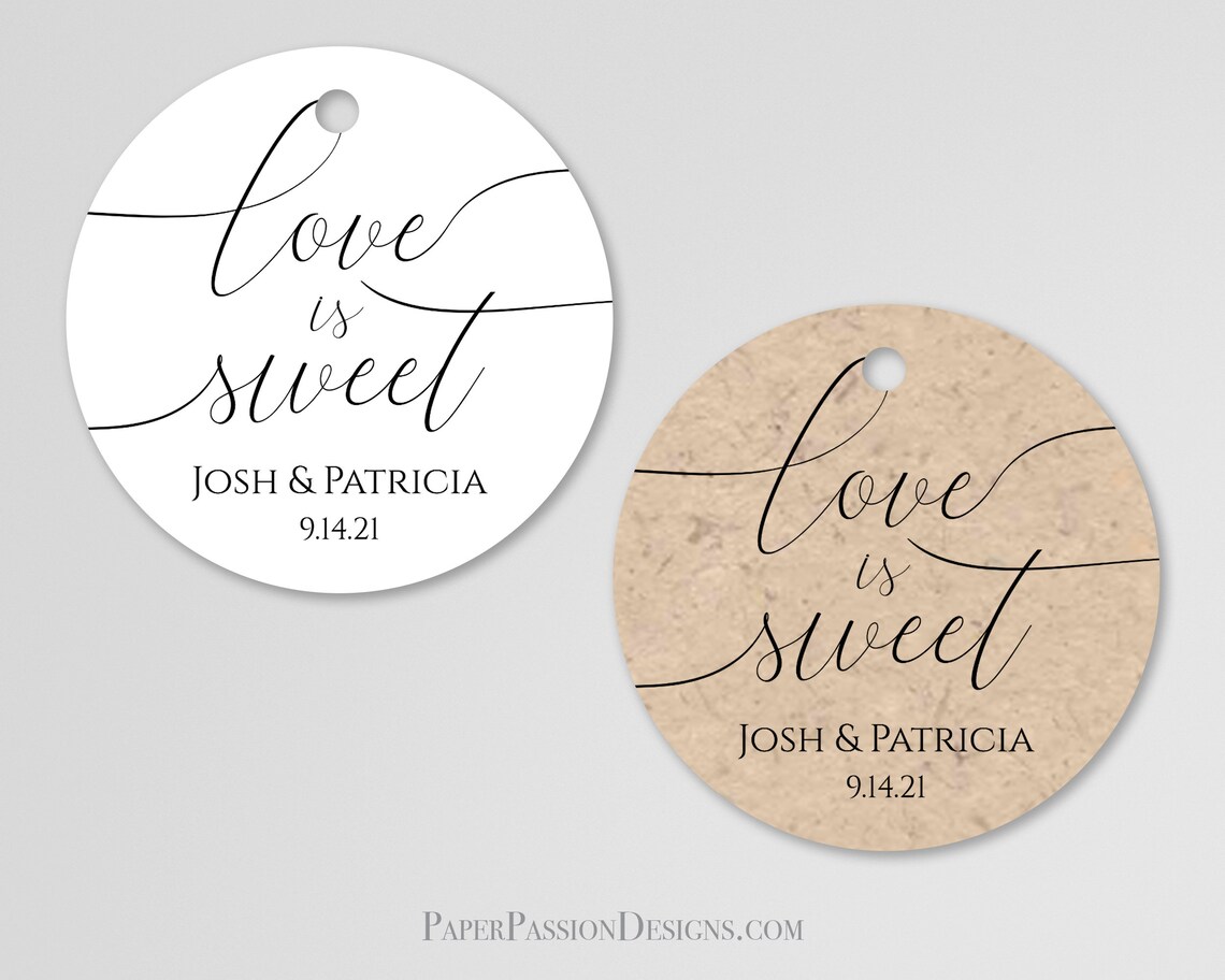 Round Wedding Tag Label Bridal Shower Favor Sticker Template - Etsy
