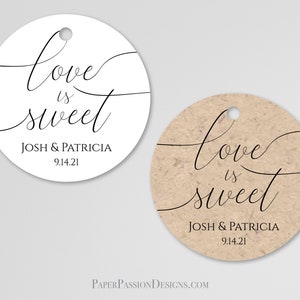 Round Wedding Tag Label, Bridal Shower Favor Sticker Template, Rustic ...