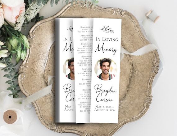 Memorial Bookmark Celebration of Life in Loving Memory - Etsy