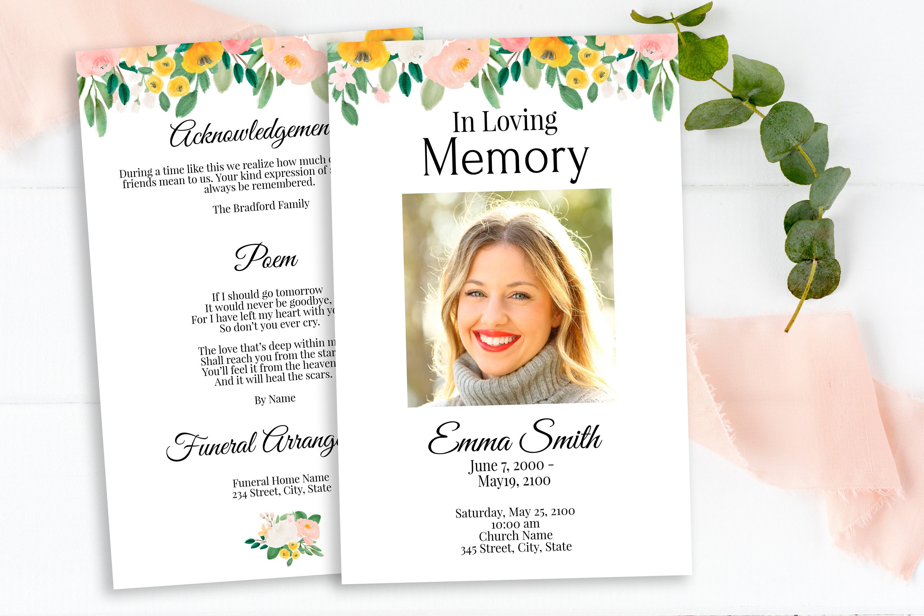 Memorial Program Celebration of Life In Loving Memory | Etsy