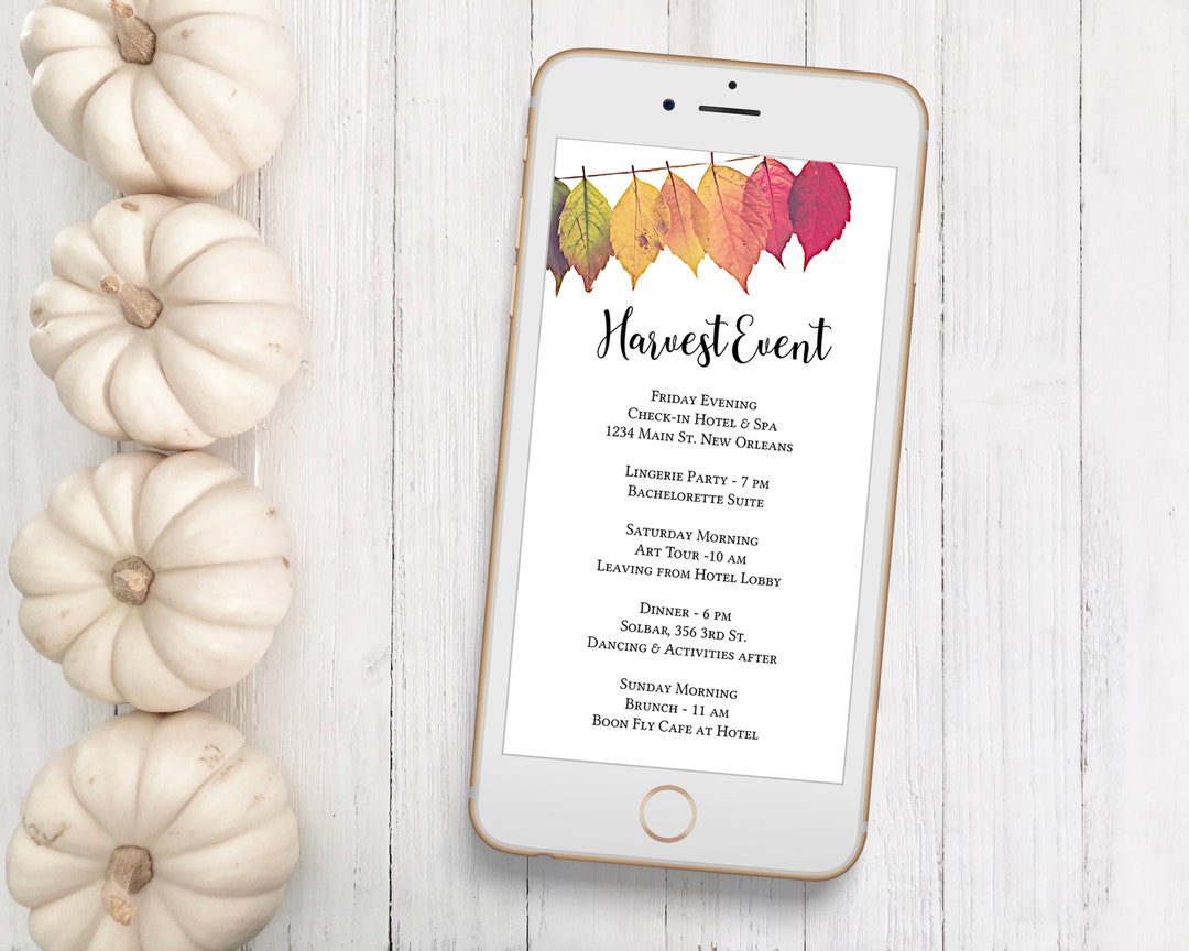 Itinerary, Fall Leaves Electronic Timeline, Autumn Editable Agenda ...