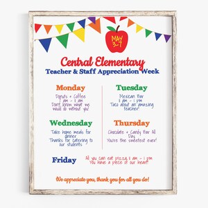 Teacher Appreciation Week Itinerary, Daily Schedule Events, Virtual ...