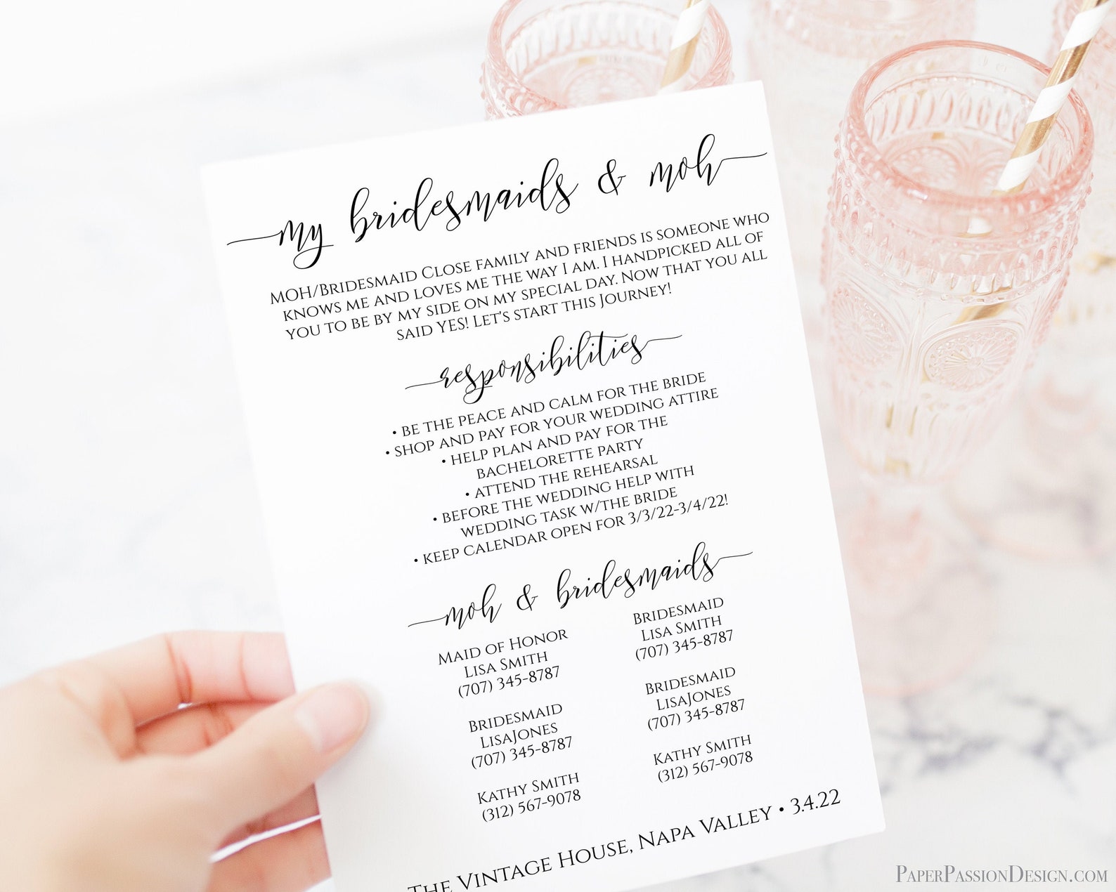 Bridesmaids Commitment Card Printable Bridesmaid Pledge - Etsy