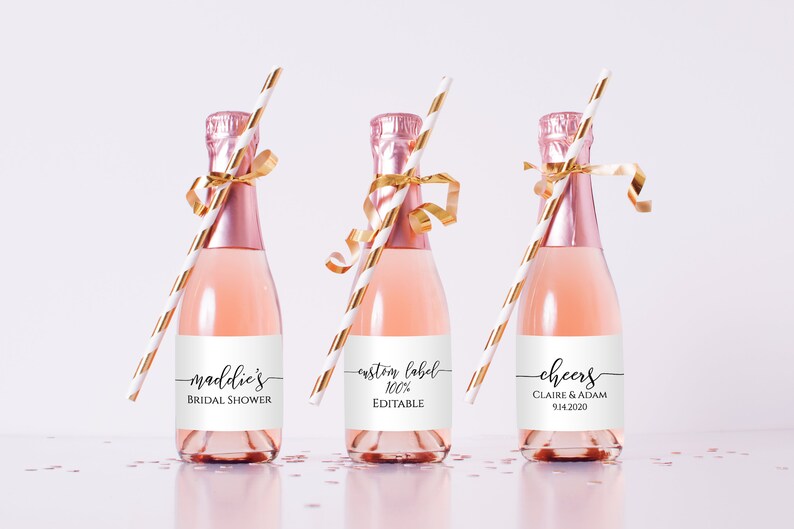 Mini Bottle Label Template Custom Label Wine or Champagne | Etsy