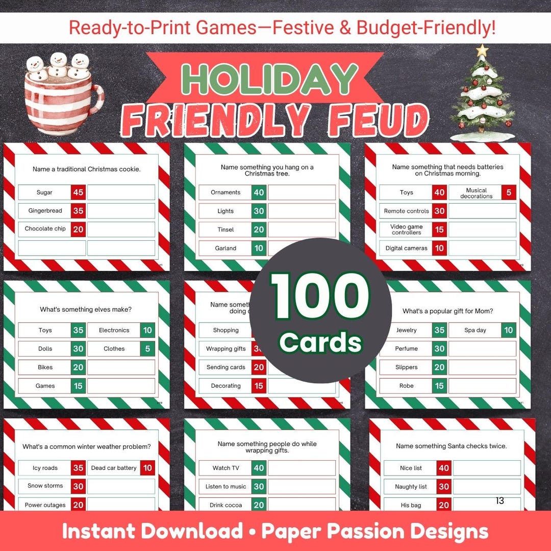 Holiday Feud Game | Printable Christmas Party (instant Download) - Etsy