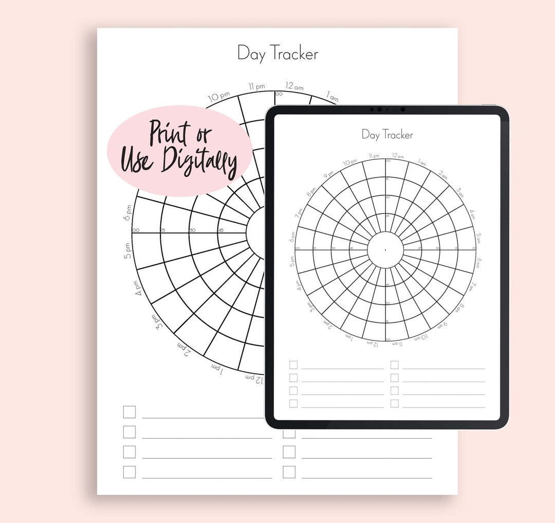 Daily Wheel Tracker Template, Activity Tracking, Hourly Wheel Tracker ...