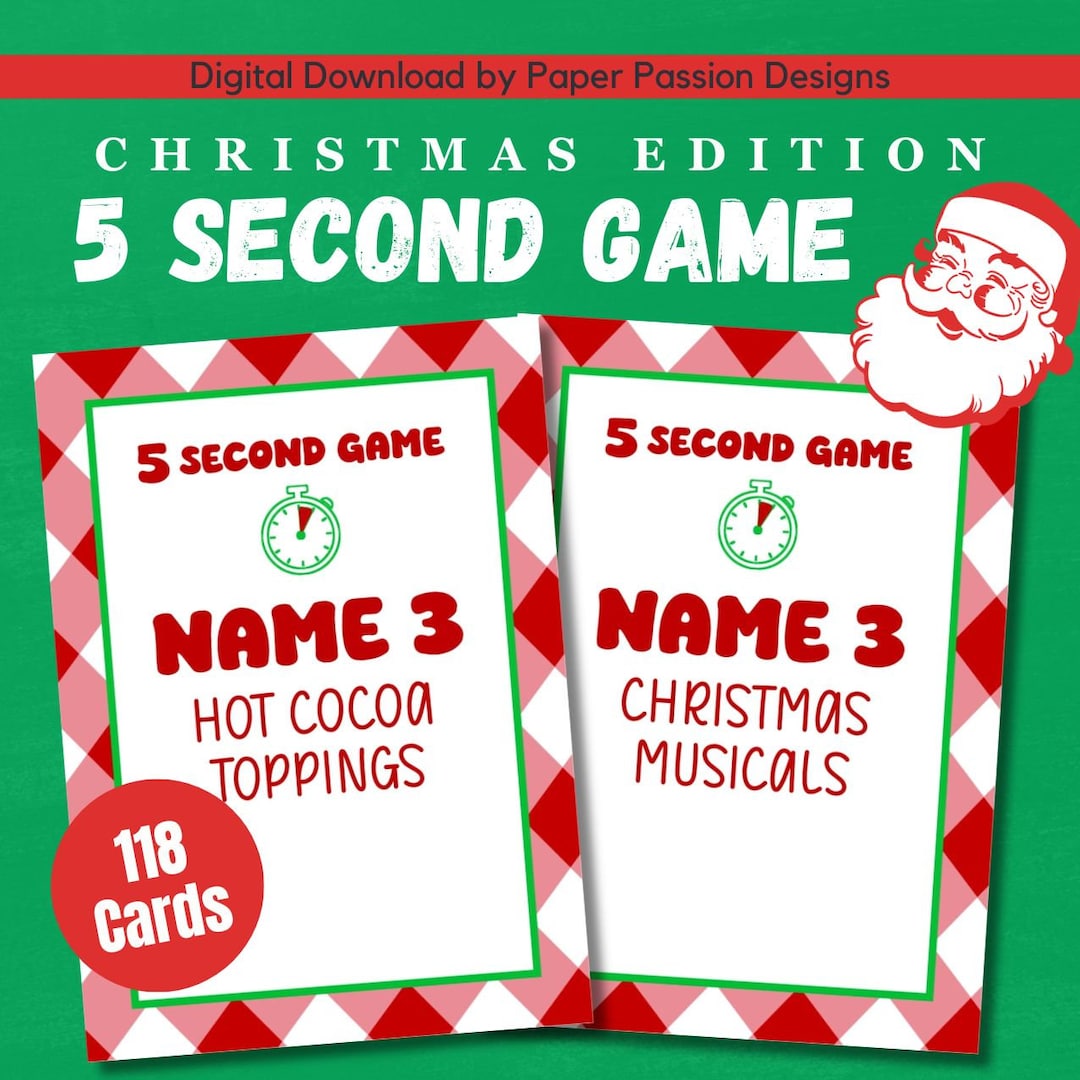 Christmas 5 Second Game | Digital Download | Christmas Party Game ...