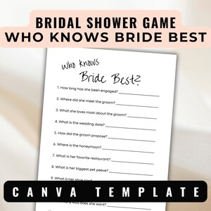 Editable Who Knows Bride Best Bridal Shower Game, Digital Download ...