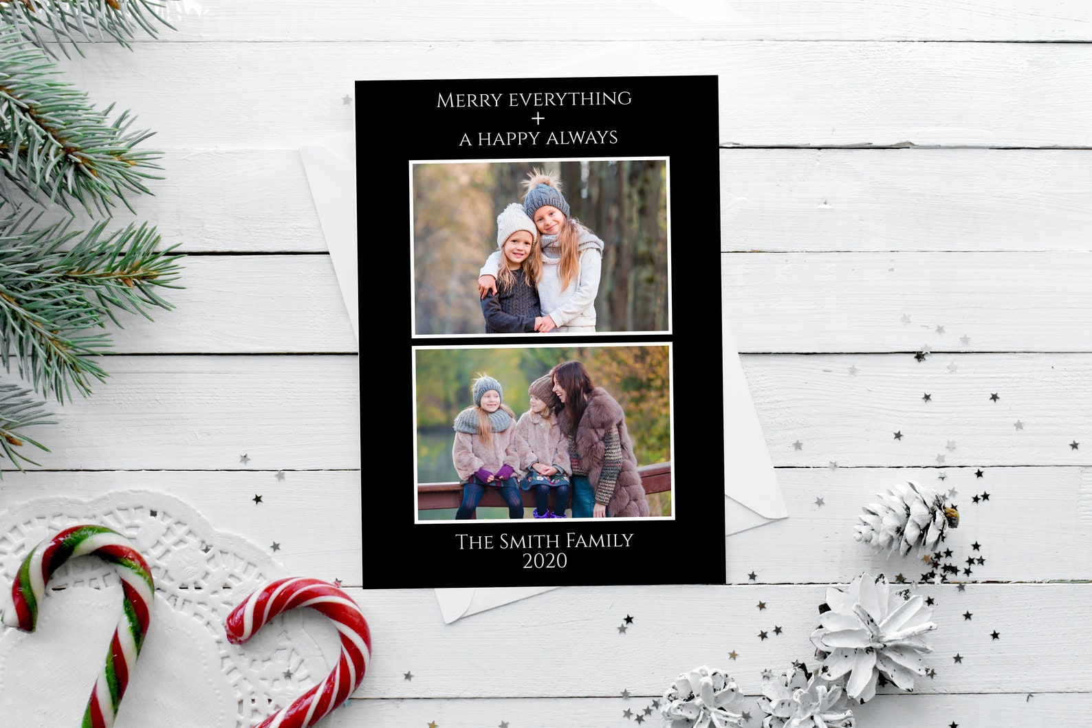 Christmas Tree Photo Card Happy Holidays Card Merry - Etsy