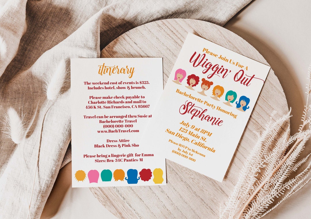 Wiggin' Out Bachelorette Party Invitation Template (digital Download ...
