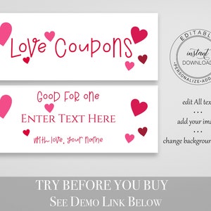 Love Coupon, Heart Coupon Book, Coupon Gift, Valentine's Day Love ...