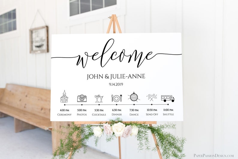 Wedding Welcome Timeline Sign Minimalist Printable Timeline - Etsy