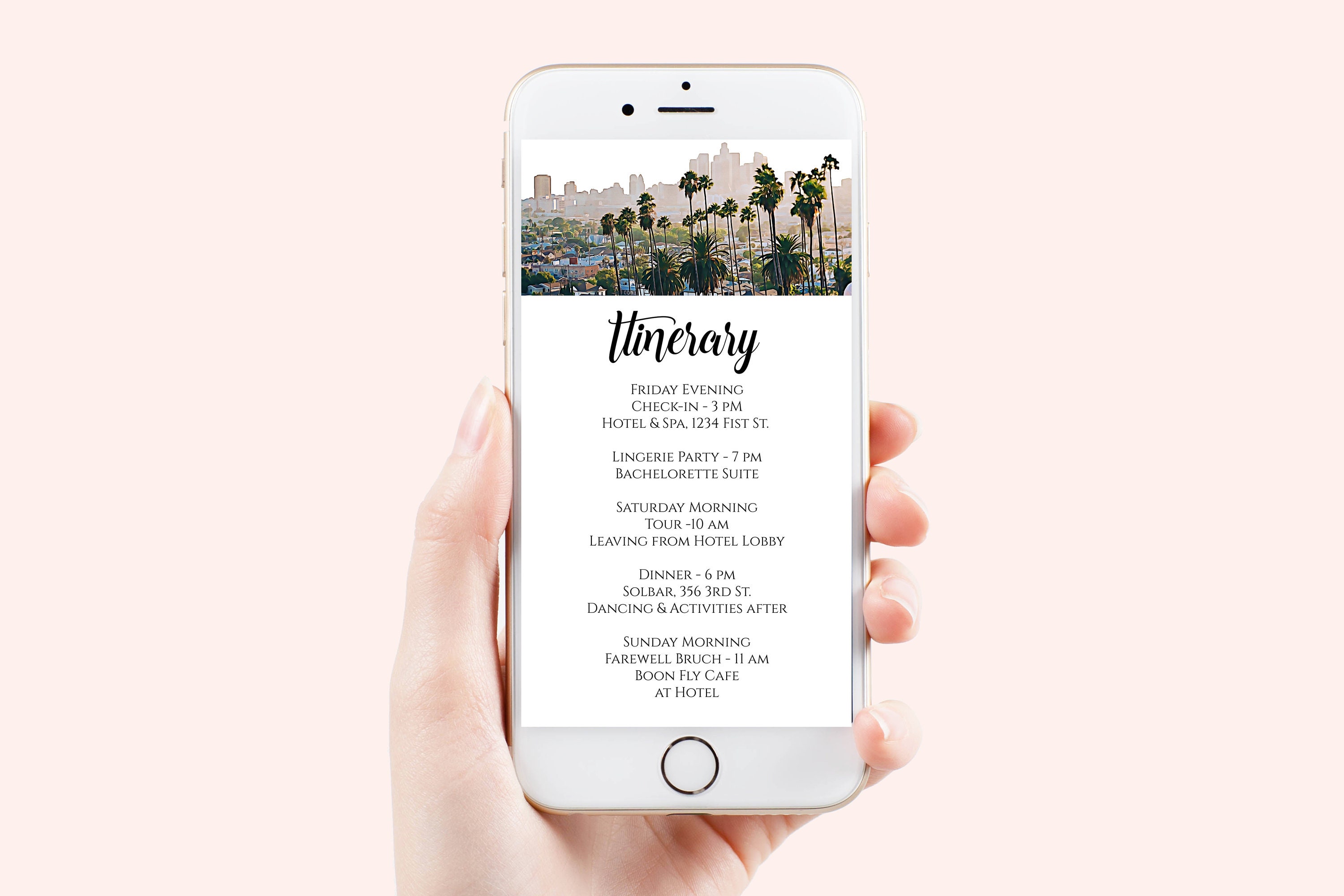 Los Angeles Oil Painting Electronic Invitation Template - Etsy