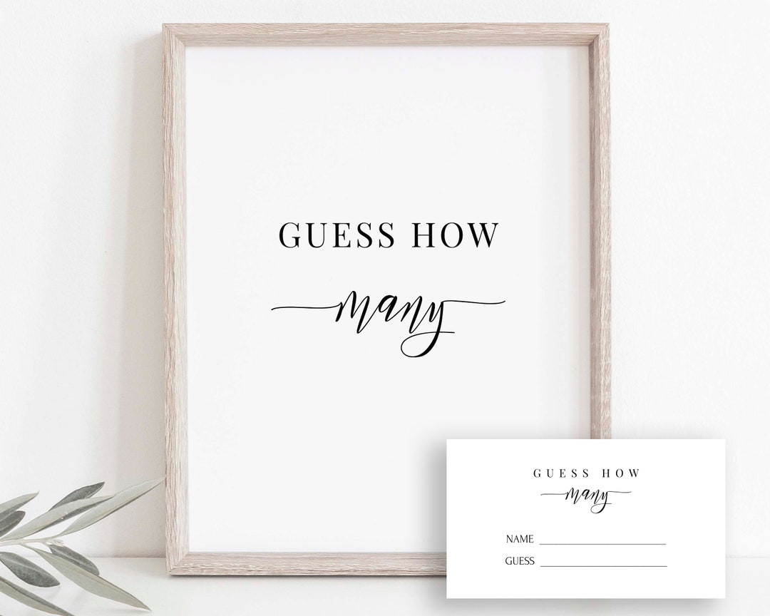 Guess How Many Sign and Ticket Template, Baby Shower Game Modern ...