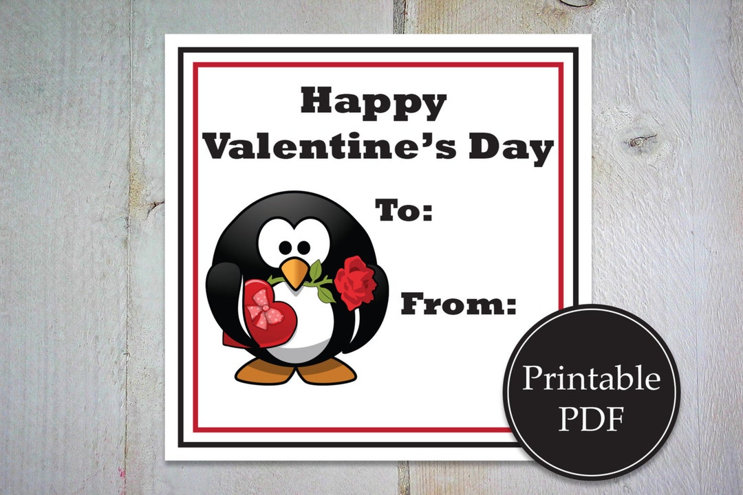 Classroom Valentine Cardspenguin Heart Valentinehappy Valentine's Day ...