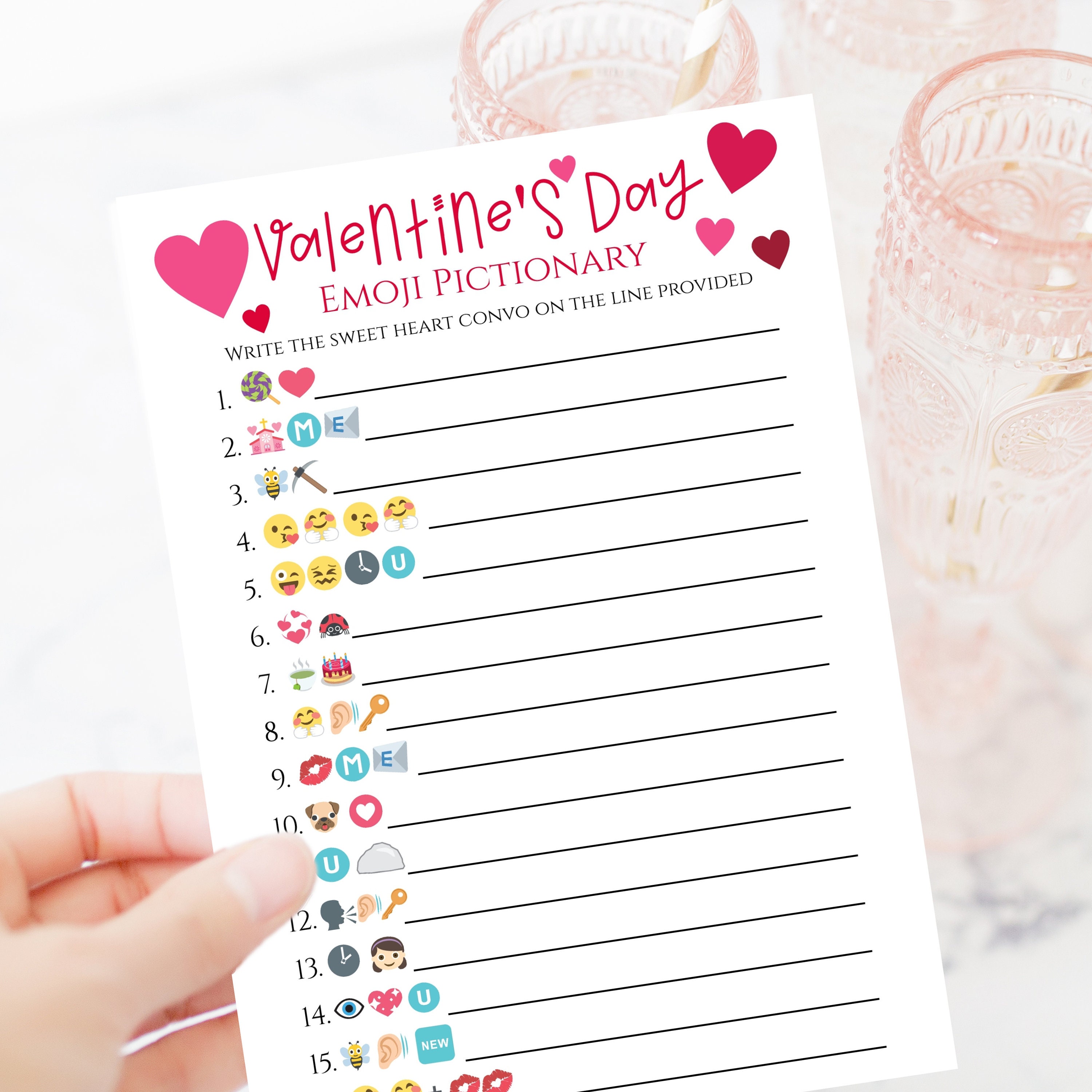 Valentine Conversation Heart Emoji Pictionary Zoom School | Etsy