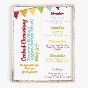 Teacher Appreciation Week Itinerary, Daily Schedule Events, Virtual ...