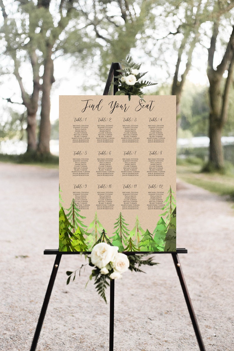 Wedding Seating Chart Display Template Tree Forest Printable - Etsy