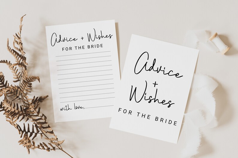 Advice and Wishes for the Bride Sign & Card Template (digital Download ...