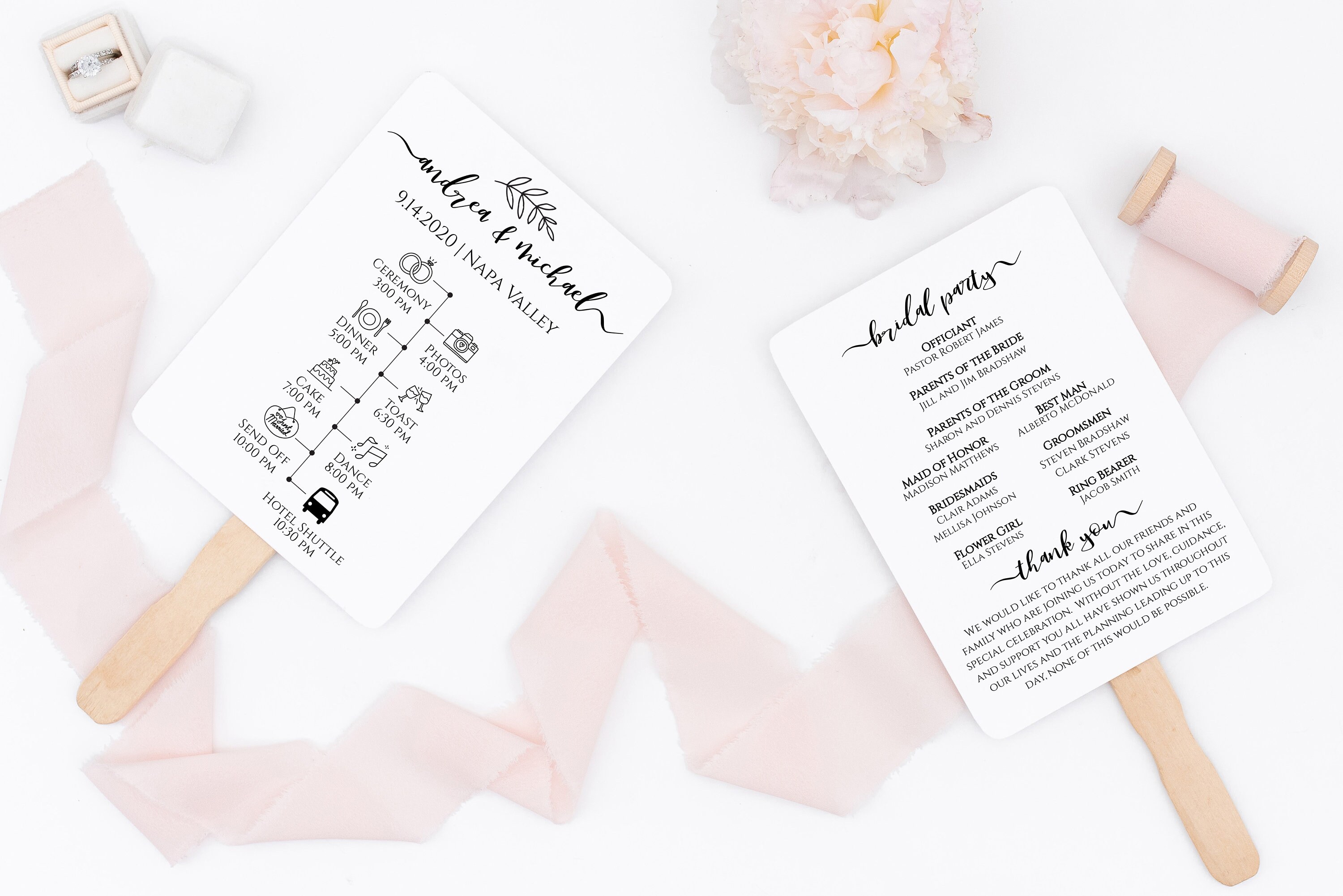 Wedding Fan Timeline and Program Wedding Day Event Template | Etsy