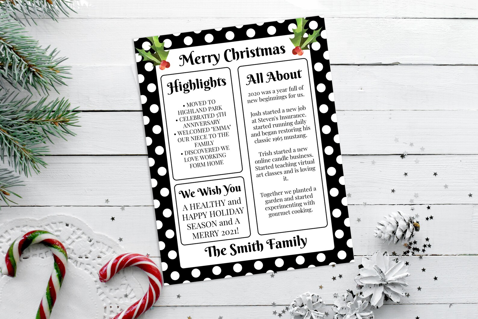 Christmas Letter Template Year in Review Christmas | Etsy