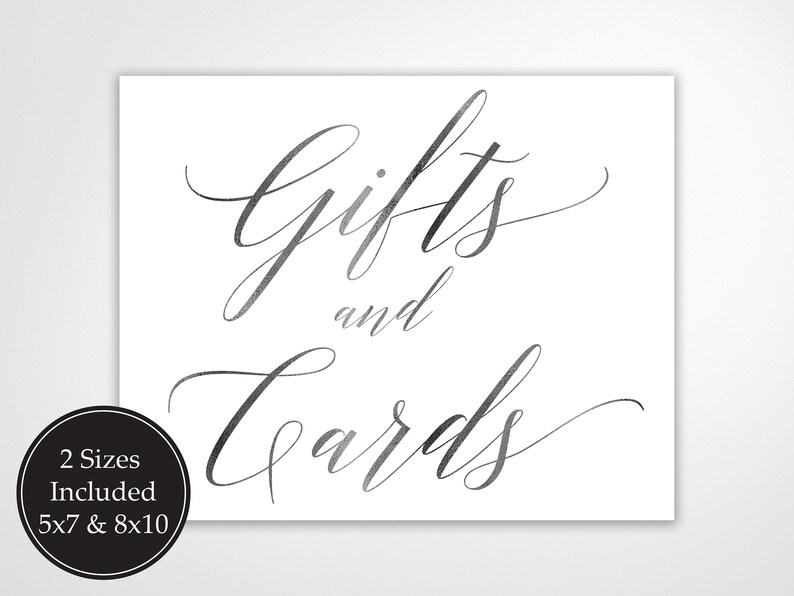 Silver Wedding Gifts and Cards Sign Table Sign Wedding | Etsy