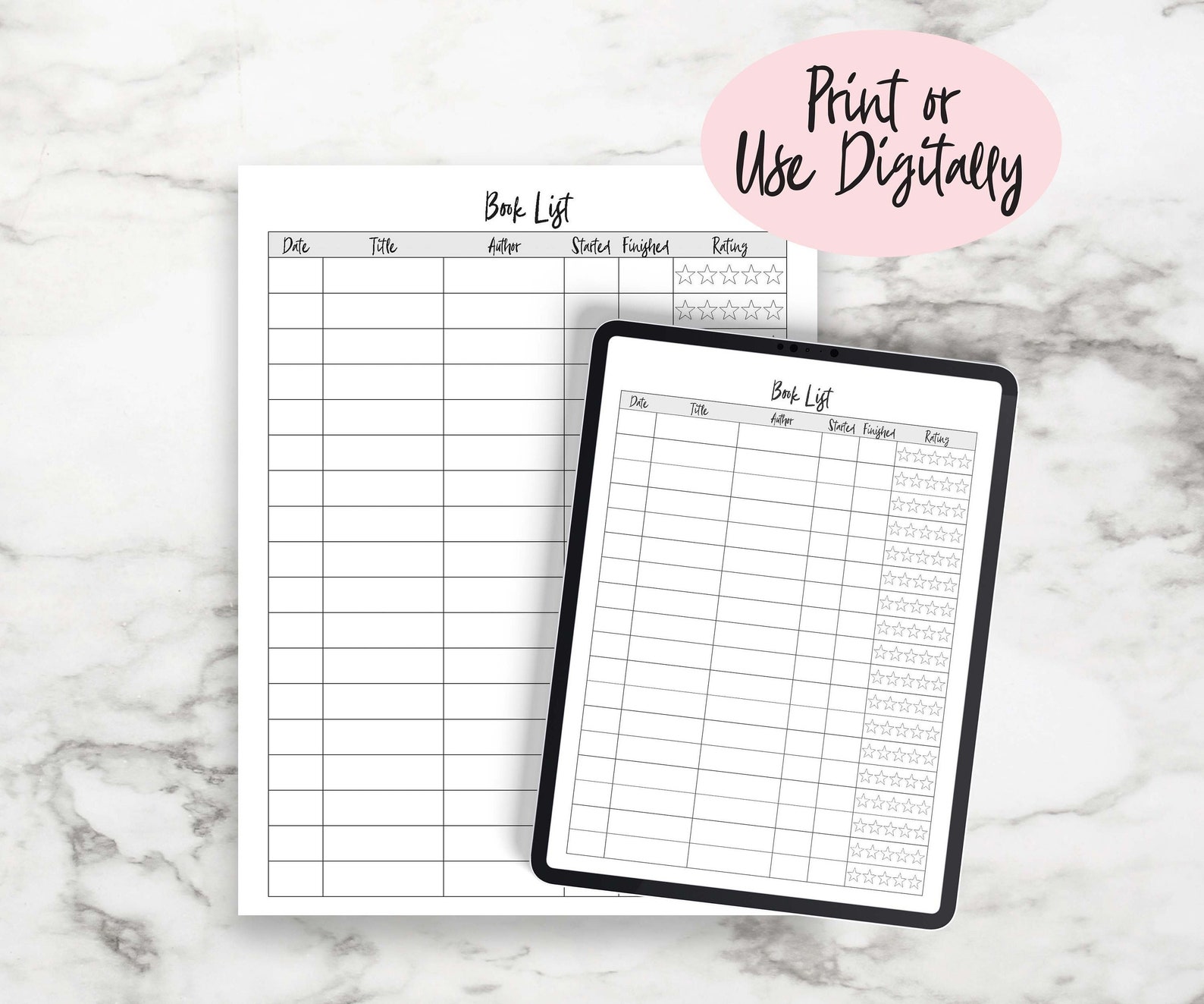 Book List Template Book Log Daily Plan Organize Printable - Etsy