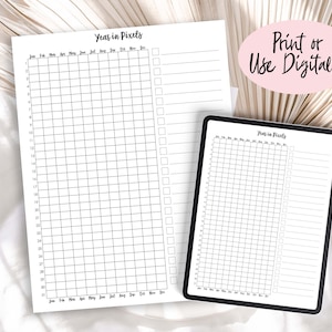 Year in Pixels Template, Daily Log, Activity Visual, Printable PDF ...