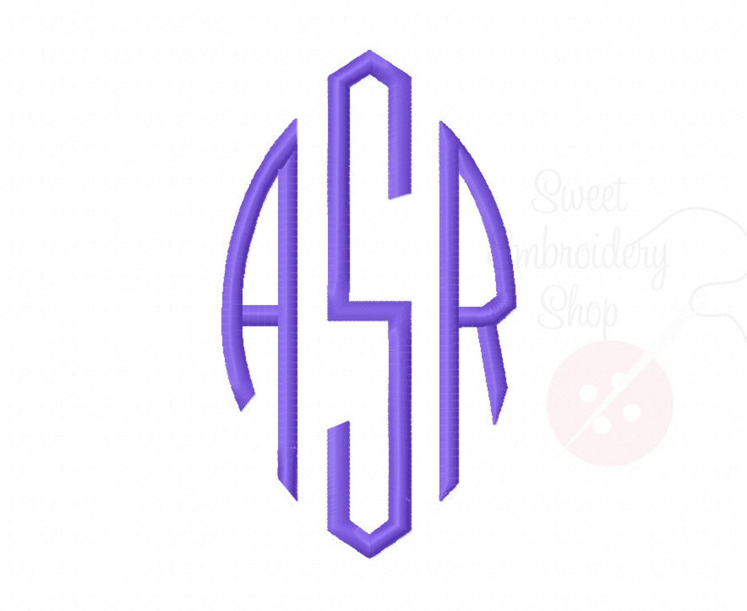 7 Size Ark Oval Monogram Embroidery Fonts BX 9 Formats Embroidery ...