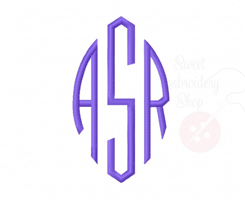 7 Size Ark Oval Monogram Embroidery Fonts BX 9 Formats | Etsy