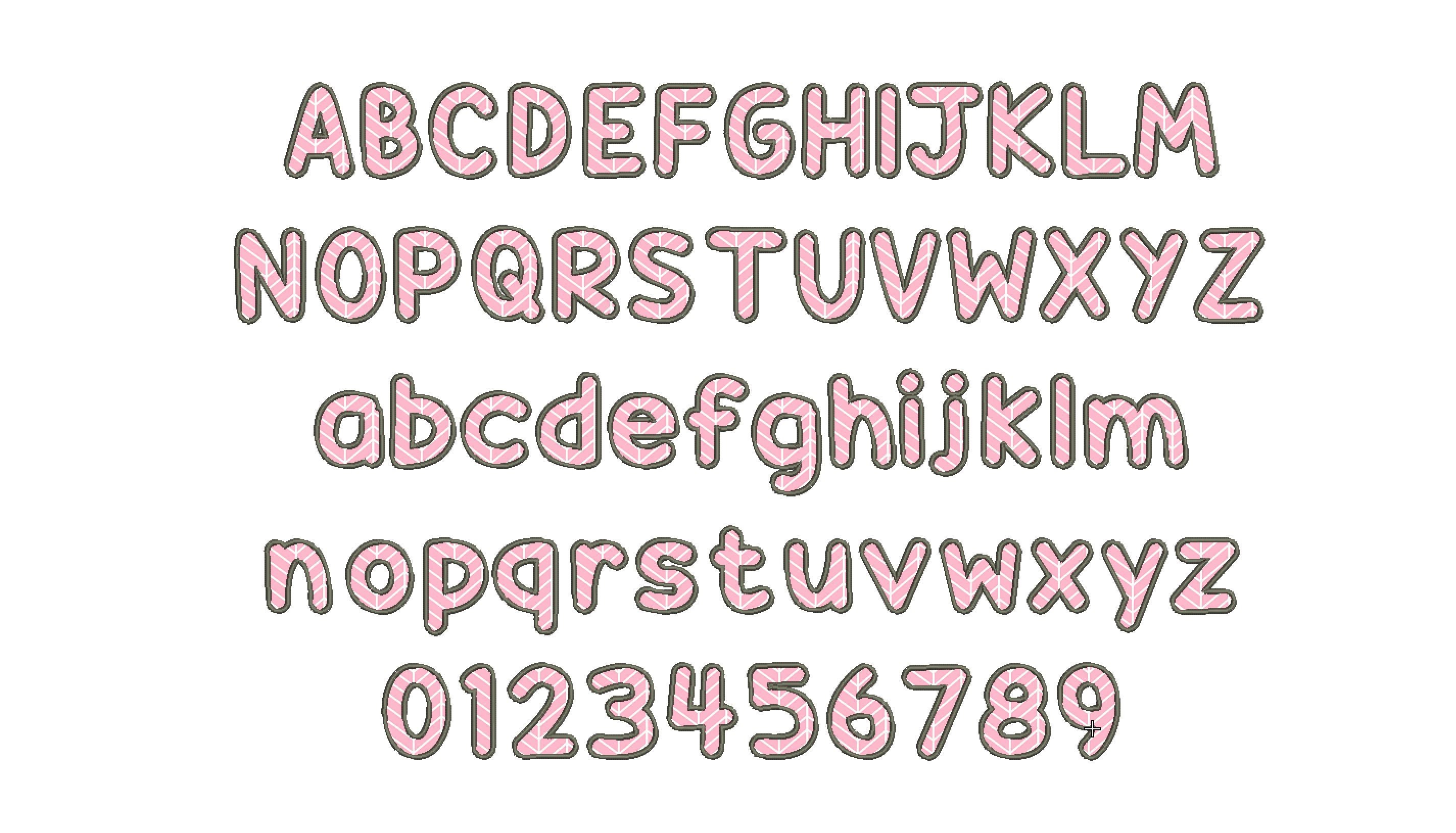 4 Size Candy Bean Applique Font Embroidery Fonts BX 9 Formats ...