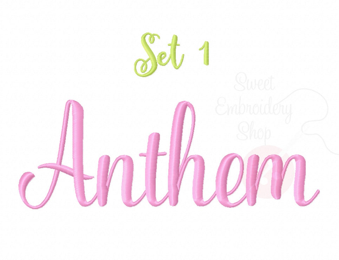 5 Size Anthem Font Embroidery Fonts BX Set 1 9 Formats Embroidery ...