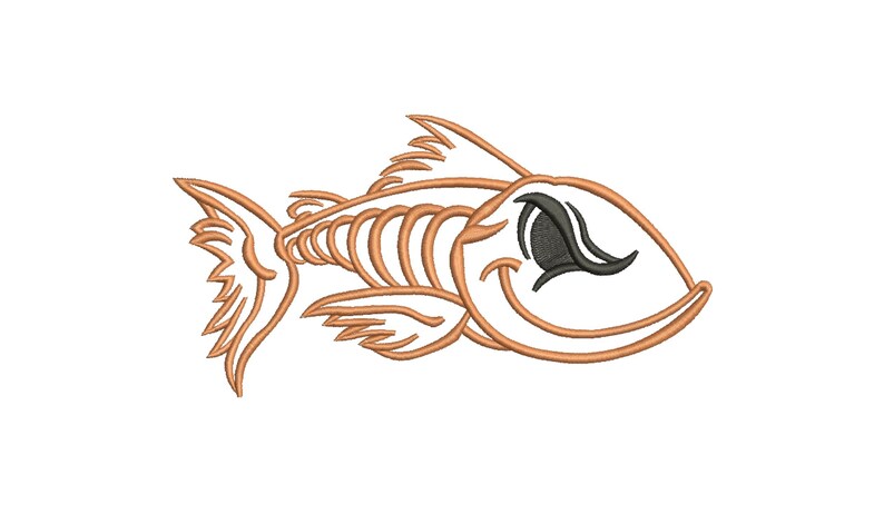 Fish bone Design. 9 sizes included. Machine embroidery design. | Etsy