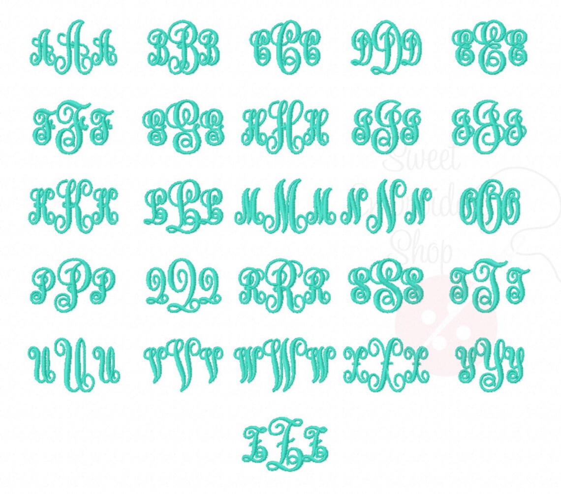 3 Sizes Interlocking Monogram Embroidery Fonts BX 9 Formats - Etsy