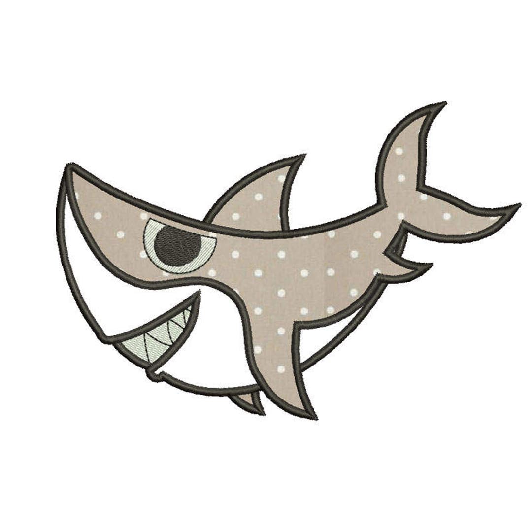 Shark Applique Design. 7 Sizes Included. Machine Embroidery Design ...