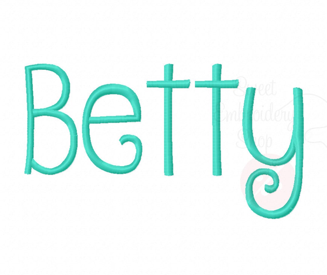7 Size Betty Font Embroidery Fonts BX 9 Formats Embroidery Pattern ...