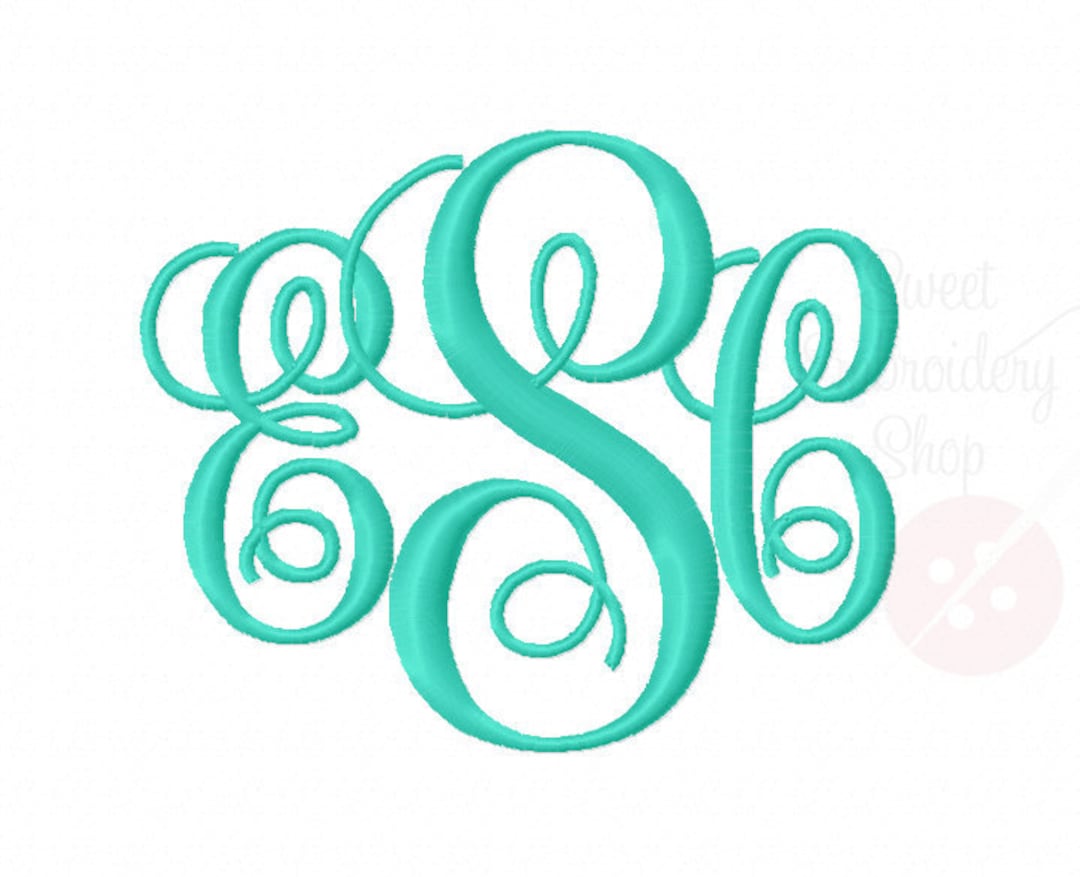 3 Sizes Interlocking Monogram Embroidery Fonts BX 9 Formats Embroidery ...