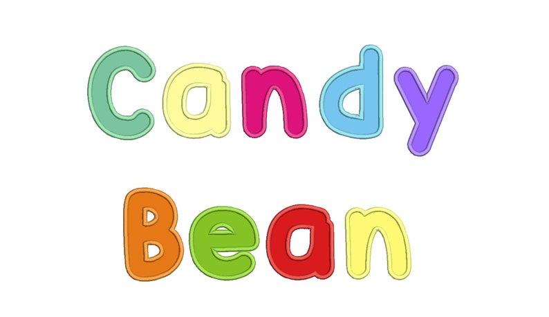 4 Size Candy Bean Applique Font Embroidery Fonts BX 9 Formats | Etsy
