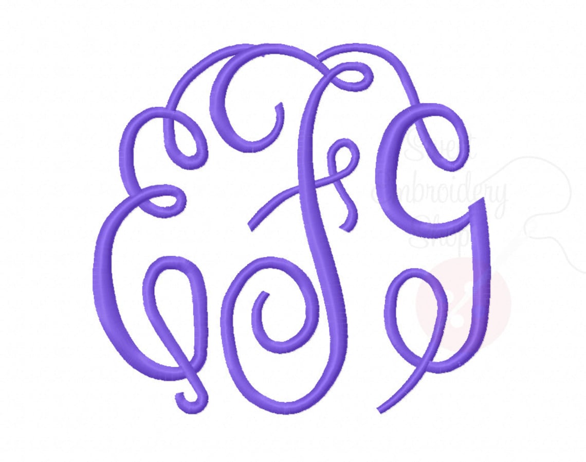 3 Sizes Fancy Monogram Embroidery Fonts BX 9 Formats - Etsy