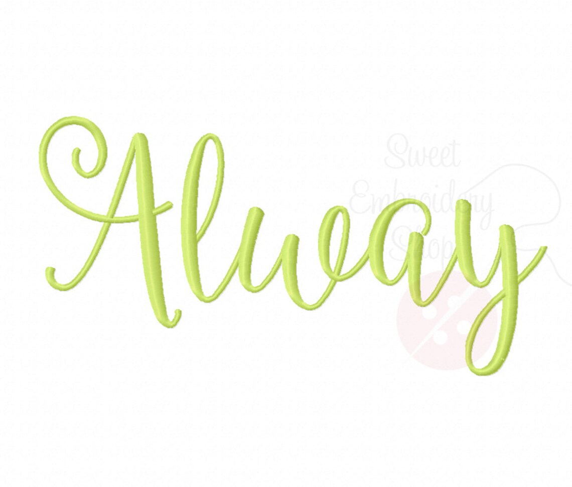 5 Size Alway Font Embroidery Fonts BX 9 Formats Embroidery Pattern ...