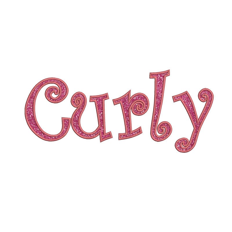 9 Size Curly applique Font Embroidery Fonts Applique Font BX | Etsy