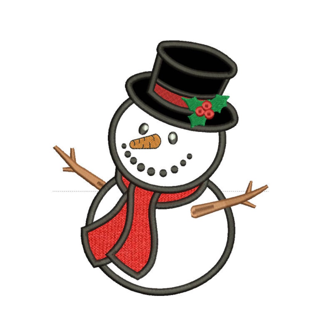 Snowman Applique Design 7 Sizes Included.machine Embroidery Designs ...