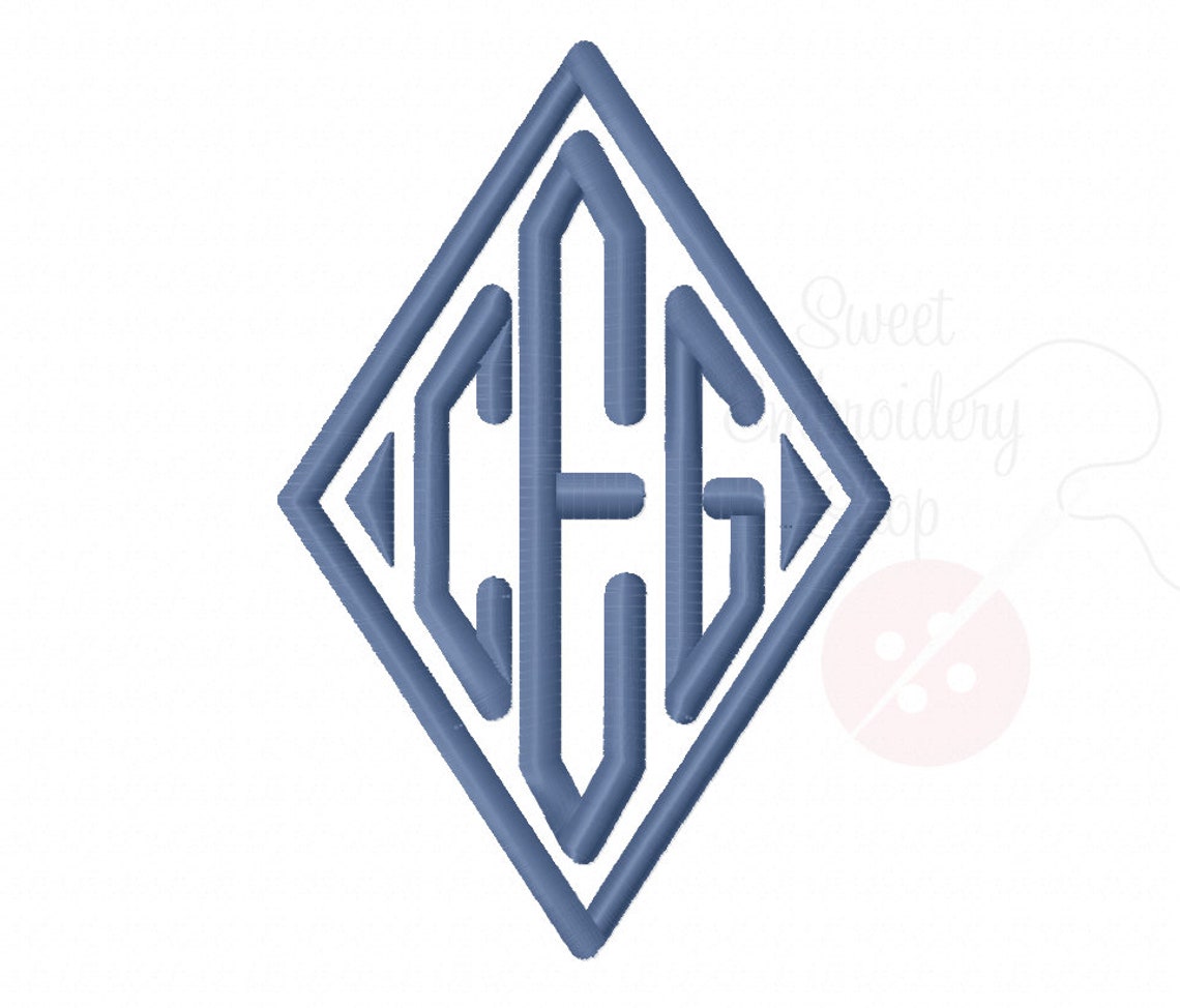 4 Size Diamond Monogram Embroidery Fonts BX 9 Formats | Etsy