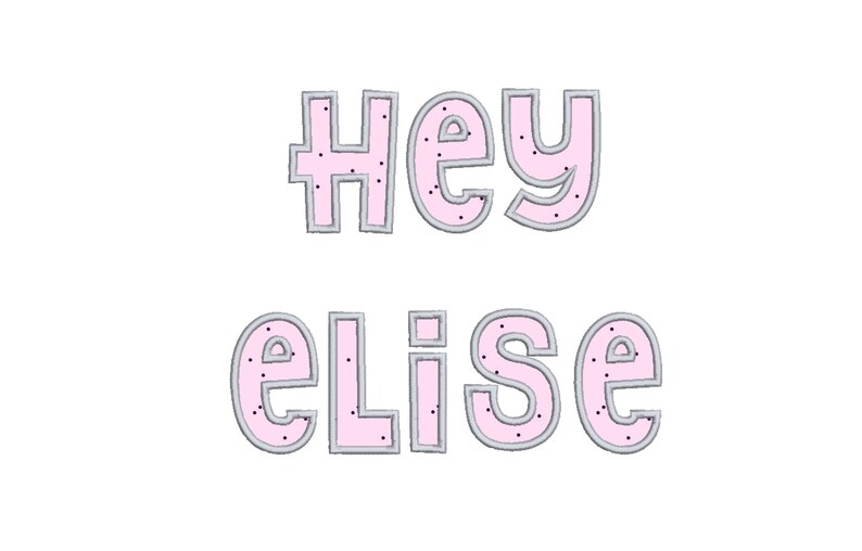 5 Size Hey Elise Applique Font Embroidery Fonts BX 9 Formats - Etsy