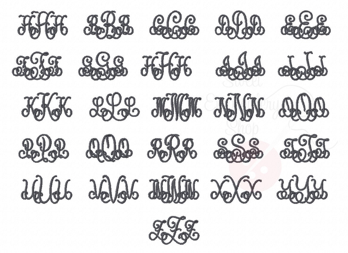 4 Sizes Lace Monogram Embroidery Fonts BX 9 Formats Embroidery | Etsy