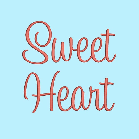 3 Size Sweet Heart Font Embroidery Fonts BX 9 Formats | Etsy